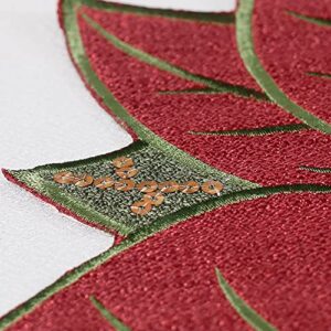 OWENIE Christmas Placemats Set of 4, Embroidered Red Poinsettia Table Mats with Sequins, 16 Inch Round Holiday Place Mats, Xmas Doilies Table Decorations