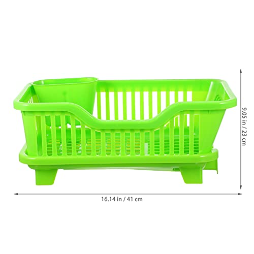 Hemoton Dish Drainer Rack Dish Drying Rack Utensil Cutlery Holder Over Sink Dish Rack Basket Shelf Chopsticks Holder for Kitchen Counter Organiser Green