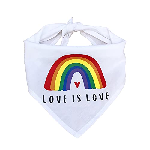 Tinsow Multi-Purpose Bandanas Bibs, White with Rainbow Pattern Dog Kerchief LGBT+ Pride Day Dog Collar Cat Pets Collar