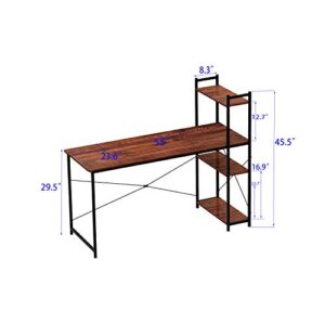 Decoholic Computer Desk with Storage Shelves Modern Simple Style PC Desk for Home Office (55 inch)