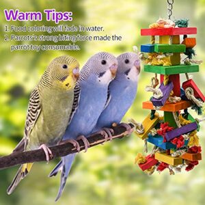 RUBY.Q Large Parrot Toy, 1/2/3 Pack 20in Bird Parrot Toy, Multicolored Natural Wooden Bird Chewing Toys for Large Macaws, African Grey and a Variety of Amazon Parrots