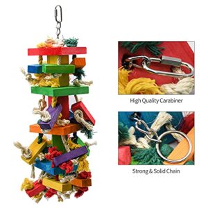 RUBY.Q Large Parrot Toy, 1/2/3 Pack 20in Bird Parrot Toy, Multicolored Natural Wooden Bird Chewing Toys for Large Macaws, African Grey and a Variety of Amazon Parrots