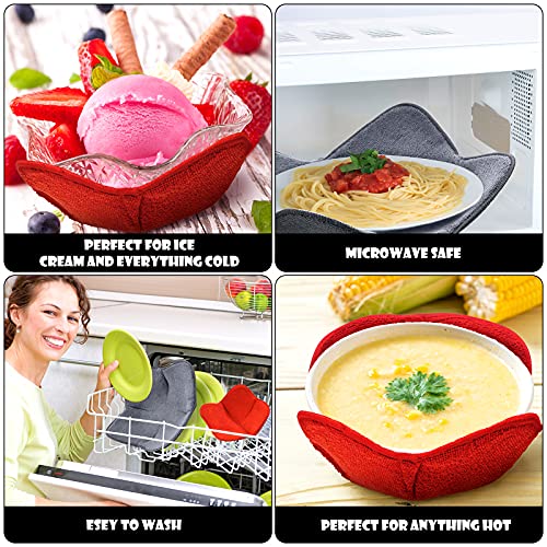 Patelai 6 Pieces 2 Sizes Microwave Bowl Holders Sponge and Microfiber Small Bowls Cozy Large Bowl Holder for Hot Food Soup Warmer Home Kitchen and Hot Bowl Holder