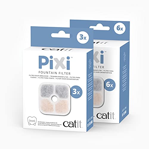 Catit PIXI Cat Drinking Fountain Filter, Replacement Triple Action Water Filter, 6-Pack, White