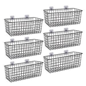 xinfull 6 pack wire storage baskets household metal wall-mounted containers organizer bins for kitchen bathroom freezer pantry closet laundry room cabinets garage shelf, large