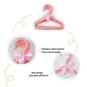 5 Pack Mini Pearl Baby Pets Small Clothes Hangers, Lovely Faux Pearl Beaded Elegant Garment Clothes Hangers with Ribbon Bowknot for Pet Dog Cat Baby Kids Children (White)