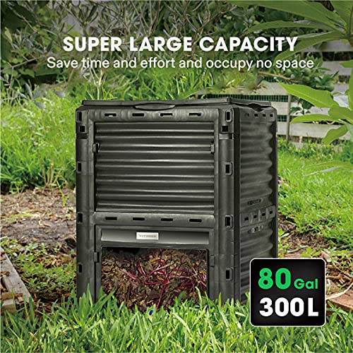 VIVOSUN Compost Bin 80Gallon (300L), Outdoor Composter W/Large Capacity & Easy Assembling, Compost Barrel for Fast Creation of Fertile Soil