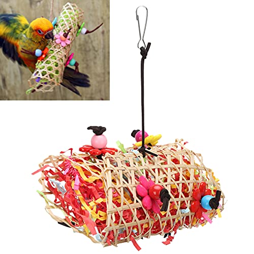 Shreddable Bird Toy, Colorful Weaving Swing Chew Toy Foraging Shredding Hanging Toy Handmade Creates Fun Filled Foraging Shredding Chew ToysToys