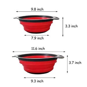 GUAGLL 2 Pack Foldable Funnel Basket, Portable Kitchen Silicone Drain Basket for Draining Spaghetti Vegetables and Fruits