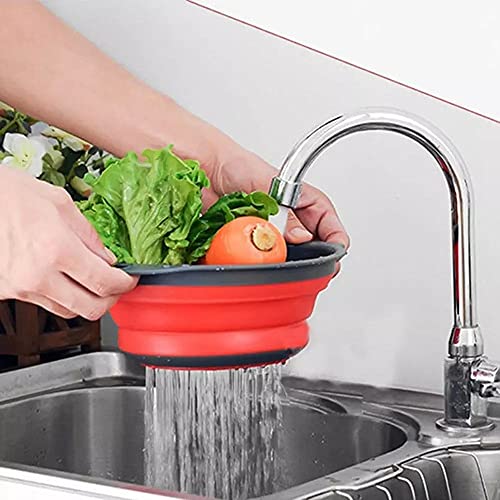 GUAGLL 2 Pack Foldable Funnel Basket, Portable Kitchen Silicone Drain Basket for Draining Spaghetti Vegetables and Fruits