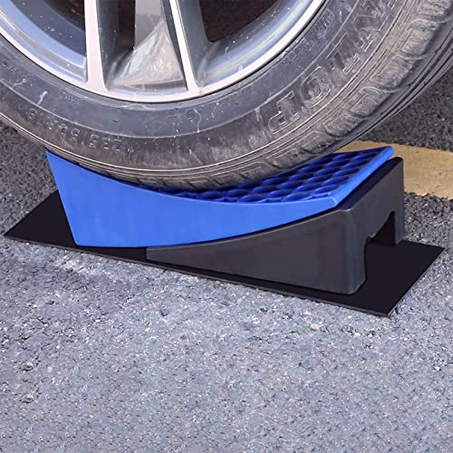 Eazy2hD Camper Leveler Kit 2 Pacs - Precise RV Leveler System, Includes Two Curved Levelers, Two Chocks, and Two Rubber Grip Mats | Faster Camper Leveling Than RV Leveling Blocks - (Blue + Black)