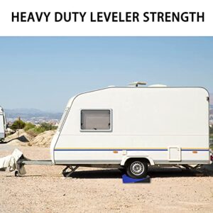 Eazy2hD Camper Leveler Kit 2 Pacs - Precise RV Leveler System, Includes Two Curved Levelers, Two Chocks, and Two Rubber Grip Mats | Faster Camper Leveling Than RV Leveling Blocks - (Blue + Black)