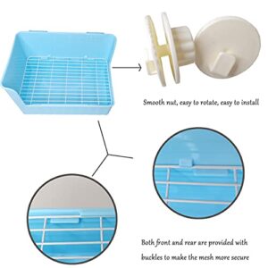 Hamiledyi Rabbit Litter Box Toilet, Pets Plastic Square Rabbit Cage Potty Trainer Corner with Small Animal Cage Clean Broom Molar Sweet Bamboo for Bunny Chinchillas Guinea Pigs (Blue)