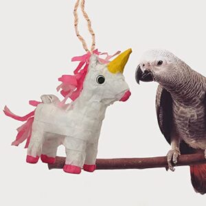 Fetch-It Pets 8" Unicorn Shaped Piñata Bird Toy Suitable for Small Medium and Large Parrots Budgies Parakeets Cockatiels Lovebirds and Cockatoos