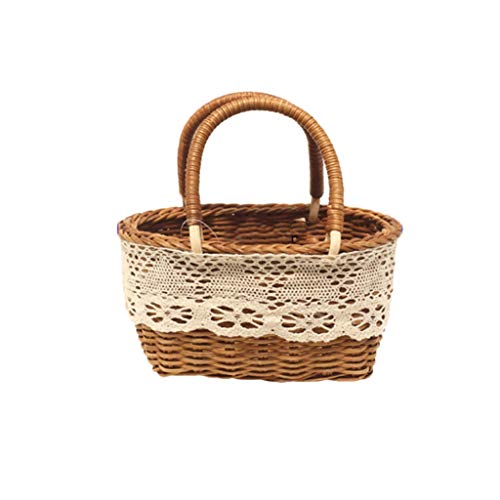 UXZDX Hand-Woven Small Flower Basket Rattan Small Flower Basket Flower Basket Simulation Flower Basket