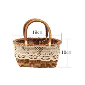 UXZDX Hand-Woven Small Flower Basket Rattan Small Flower Basket Flower Basket Simulation Flower Basket