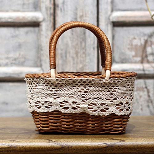 UXZDX Hand-Woven Small Flower Basket Rattan Small Flower Basket Flower Basket Simulation Flower Basket