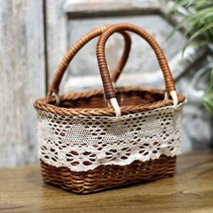 UXZDX Hand-Woven Small Flower Basket Rattan Small Flower Basket Flower Basket Simulation Flower Basket