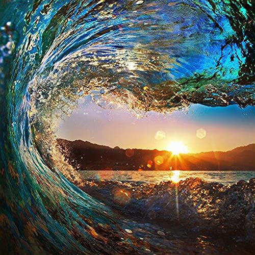 Beaudio Landscape Series Diamond Painting Kits for Adults- Golden Waves- DIY Round Full Drill 5D Diamond Art for Home Wall Decor(11.8x11.8inch)