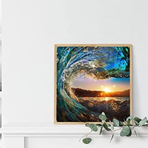 Beaudio Landscape Series Diamond Painting Kits for Adults- Golden Waves- DIY Round Full Drill 5D Diamond Art for Home Wall Decor(11.8x11.8inch)