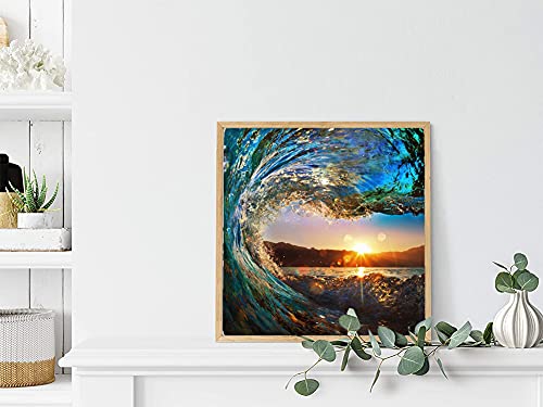 Beaudio Landscape Series Diamond Painting Kits for Adults- Golden Waves- DIY Round Full Drill 5D Diamond Art for Home Wall Decor(11.8x11.8inch)