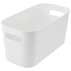 SEUNMUK 8 Pack 10" Long Bathroom Vanity Plastic Organizer Storage Bin Tote with Handles, White Plastic Storage Bins for Kitchen Pantry, Bathroom, Bedroom, Laundry, Vanity Room