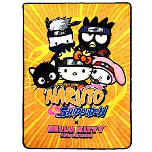 bioworld naruto x sanrio kawaii character mashup fleece throw