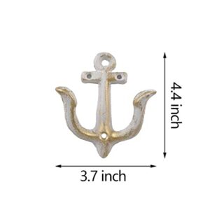 HZFLY Vintage Nautical Anchor Hook, Rustic and Chic Wall Mounted Coat Rack, Kitchen Hook, Bathroom Towel Rack (White)