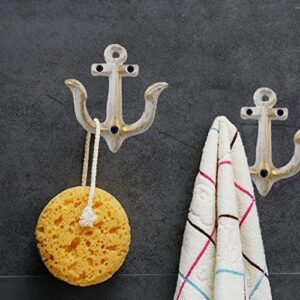 HZFLY Vintage Nautical Anchor Hook, Rustic and Chic Wall Mounted Coat Rack, Kitchen Hook, Bathroom Towel Rack (White)