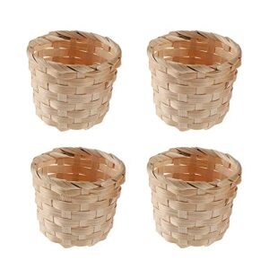 yaikoai 4 pieces small hand-woven wicker storage baskets desktop bamboo weaving decorative basket wood organizers container for storing books album cosmetics bouquet keys, small