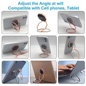 Cellphone Ring Holder Finger Kickstand, Foldable 360° Rotation Cell Phone Stand for Desk, Magnetic Car Mount, Metal Multi-Angle for Phone Back Grip Compatible with iPhone, iPad (Rose Gold)