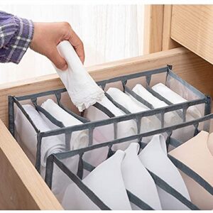 Underwear Storage Organizers, 3 Set Storage and Drawers for Bra,Socks and Underwear, 6+7+11 Grid Bathroom Storage Containers, Gray