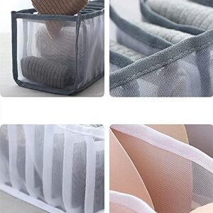 Underwear Storage Organizers, 3 Set Storage and Drawers for Bra,Socks and Underwear, 6+7+11 Grid Bathroom Storage Containers, Gray