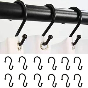 mingfanity s shaped bathroom curtain hooks, metal hanging hooks for belt and necklaces, hangers forwork shop, bathroom, garden, 12 pack (black)