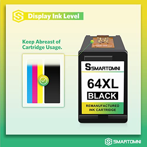 S SMARTOMNI Remanufactured 64XL Ink Cartridge Replacement for HP 64 XL 64XL Combo Pack for HP Envy 6222 6232 6255 6258 7130 7155 7822 7832 7855 7864 Series (2 Pack, Black Tri-Color)