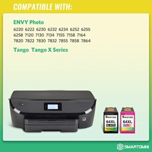 S SMARTOMNI Remanufactured 64XL Ink Cartridge Replacement for HP 64 XL 64XL Combo Pack for HP Envy 6222 6232 6255 6258 7130 7155 7822 7832 7855 7864 Series (2 Pack, Black Tri-Color)