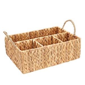 wicker divided storage basket woven natural basket hyacinth for organizing bathroom kitchen shelves office supplies organization everyday wicker storage baskets 4 section rectangular tray