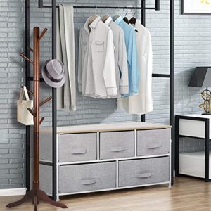 CERBIOR Wide Drawer Dresser Storage Organizer 5-Drawer 7-Drawer Closet Shelves, Sturdy Steel Frame Wood Top with Easy Pull Fabric Bins for Clothing, Blankets