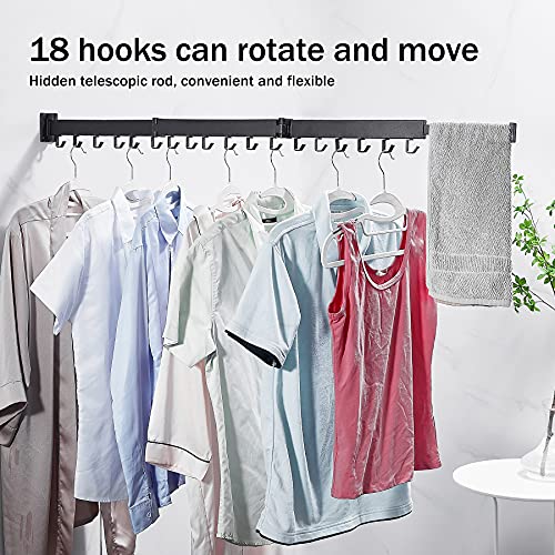 ZdwCyl Clothes Drying Rack,Laundry Drying Rack Wall Mount, Space Saver Clothes Rack,Retractable,Collapsible(Tri-Fold), for Balcony,Laundry,Bathroom, Dark Grey Color,3z-g02