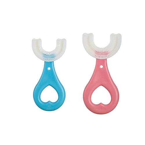 HGR 2Pcs Kids U- Shaped Toothbrush, Manual Toothbrush Oral  Cleaning Tools for Children Training Teeth Cleaning Whole Mouth Toothbrush for Kids (Aged 2~6)