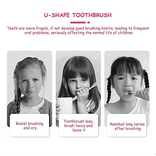 HGR 2Pcs Kids U- Shaped Toothbrush, Manual Toothbrush Oral  Cleaning Tools for Children Training Teeth Cleaning Whole Mouth Toothbrush for Kids (Aged 2~6)