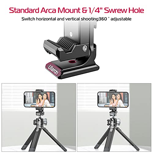 PICTRON Metal Phone Tripod Mount 3 Cold Shoes & Arca Port, 360° Smartphone Tripod Adapter for iPhone Samsung Cell Phone Stand Holder for Desktop Tripod Video Live Streaming Vlogging Rig