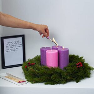 CANDWAX 3x6 Pillar Advent Candles Set of 4 - Rustic Pillar Candles Unscented and No Drip Candles - Ideal as Candles for Advent Wreath or Christmas Decorations - Purple Set of Advent Pillar Candles