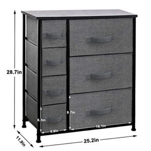 CERBIOR Wide Drawer Dresser Storage Organizer 5-Drawer 7-Drawer Closet Shelves, Sturdy Steel Frame Wood Top with Easy Pull Fabric Bins for Clothing, Blankets