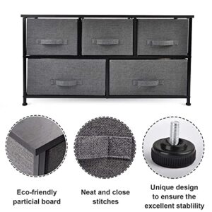 CERBIOR Wide Drawer Dresser Storage Organizer 5-Drawer 7-Drawer Closet Shelves, Sturdy Steel Frame Wood Top with Easy Pull Fabric Bins for Clothing, Blankets