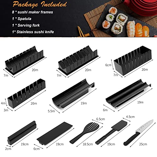 Sushi Making Kit, 11 Pieces DIY Sushi Roll Maker Set-8 Shapes of Sushi Rice Mold & 1 Sushi Knife, Easy and Fun Home Sushi Tool, Sushi Rolls