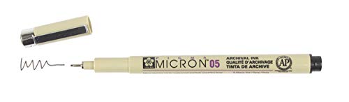 SAKURA PIGMA MICRON 05 FINELINER PEN, 0.45MM LINE WIDTH, PACK OF 2 (Black)