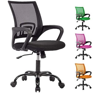 hkeli, office chair computer desk chair ergonomic mesh office with wheels back support armrest adjustable height rolling swivel computer task works chair for women men, black