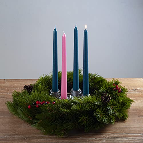 CANDWAX 12 inch Taper Candle Set of 4 - Dripless Taper Candles and Unscented Candles - Long Burning Candles Perfect as Home Decor - Pink Candle and Blue Taper Candles - Tall Candlesticks