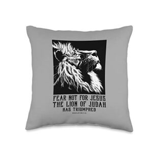 father's day birthday halloween by love everywear christian gifts religious bible scriptures lion of judah throw pillow, 16x16, multicolor